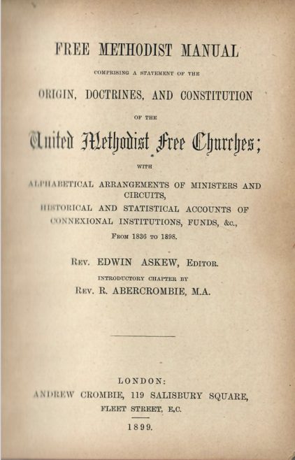 Free Methodist Manual 1899 | Records, statistics and registers | My ...